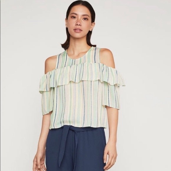 BCBGMaxAzria | Tops | Bcbg Maxazria Multistripe Cold Shoulder Top ...